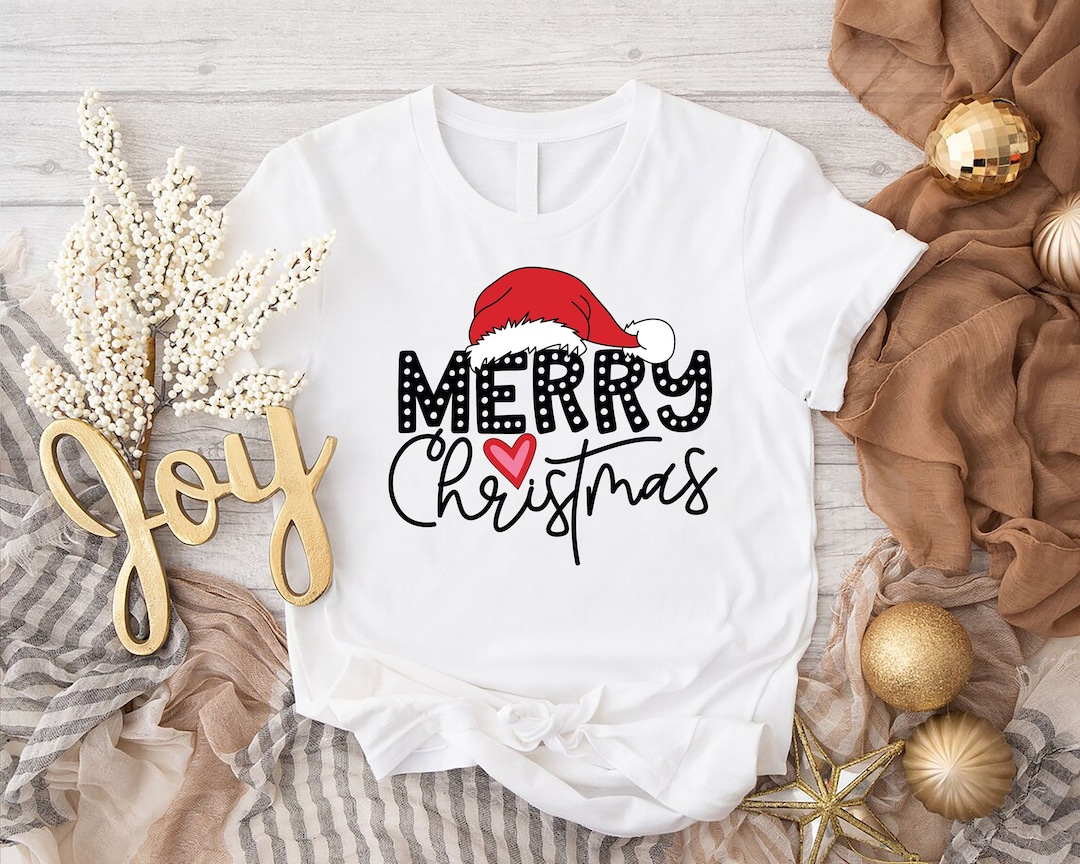 Merry Christmas Tshirt Christmas Gifts Santa Hat Shirt Cute - Etsy