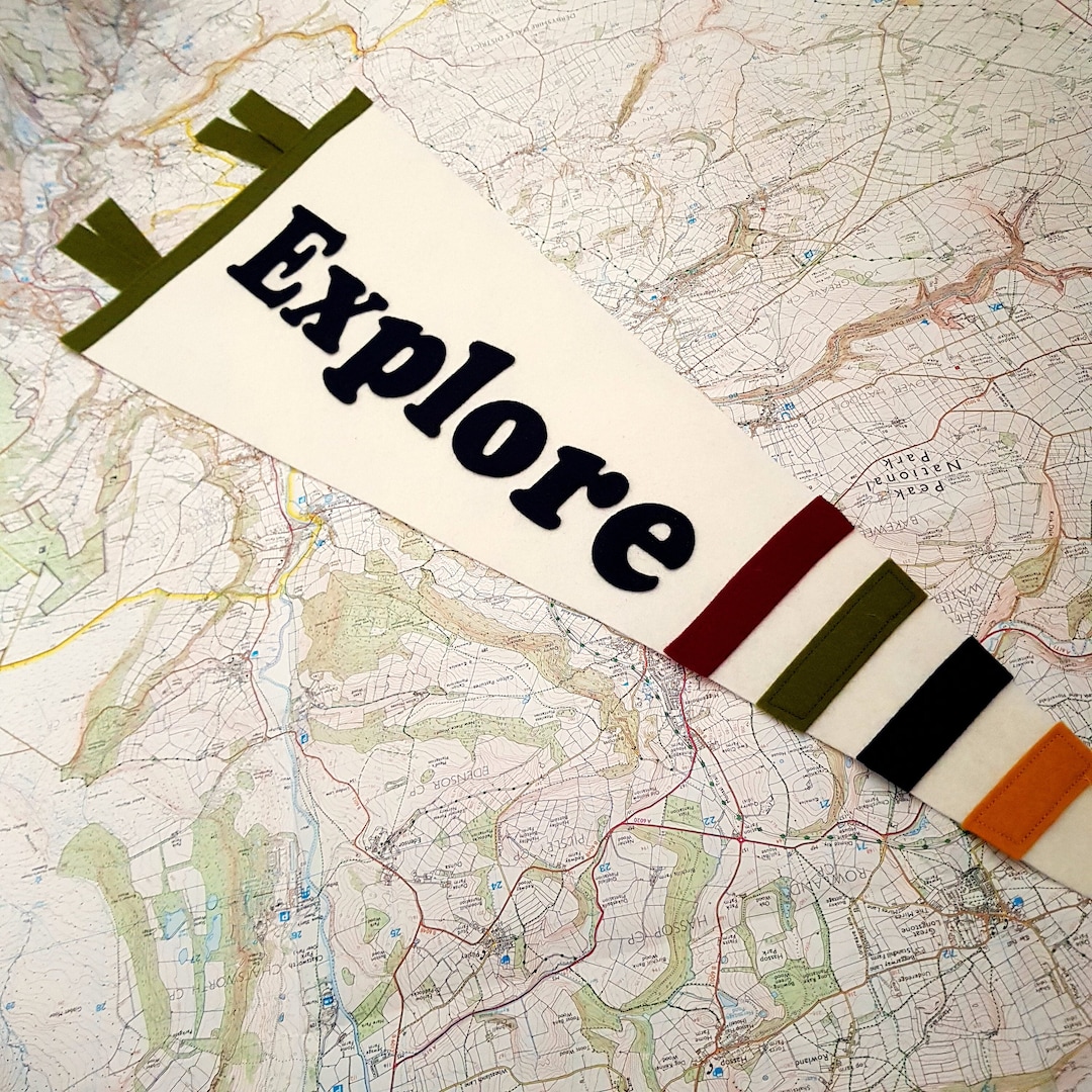 Explore Wool Felt Pennant Flag, Camp Flag, Explore Flag, Explorer, Kids ...