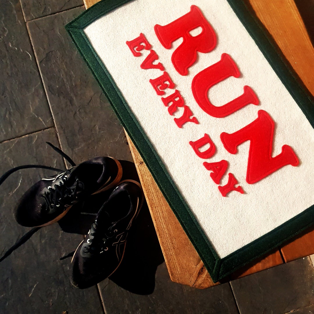 Run Everyday Wool Felt Camp Flag Banner, Running Gifts, Runner Banner ...