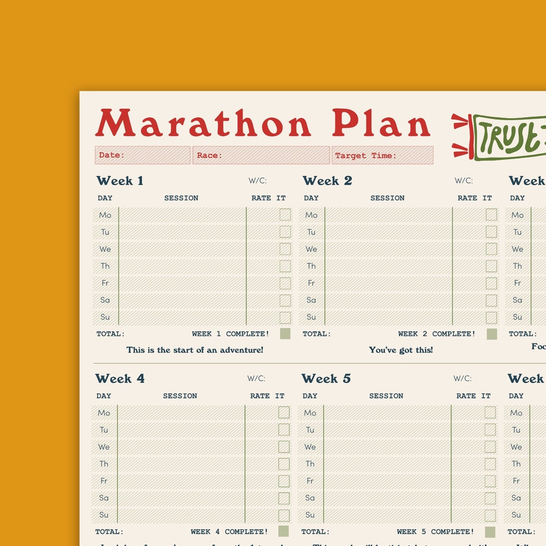 Bosky A3 12 Week Marathon Planner, Running Schedule, Race Calendar ...
