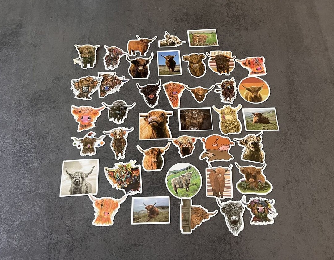 Highland Cow, Cattle, Highland Cattle, Cow Stickers Waterproof & Very ...