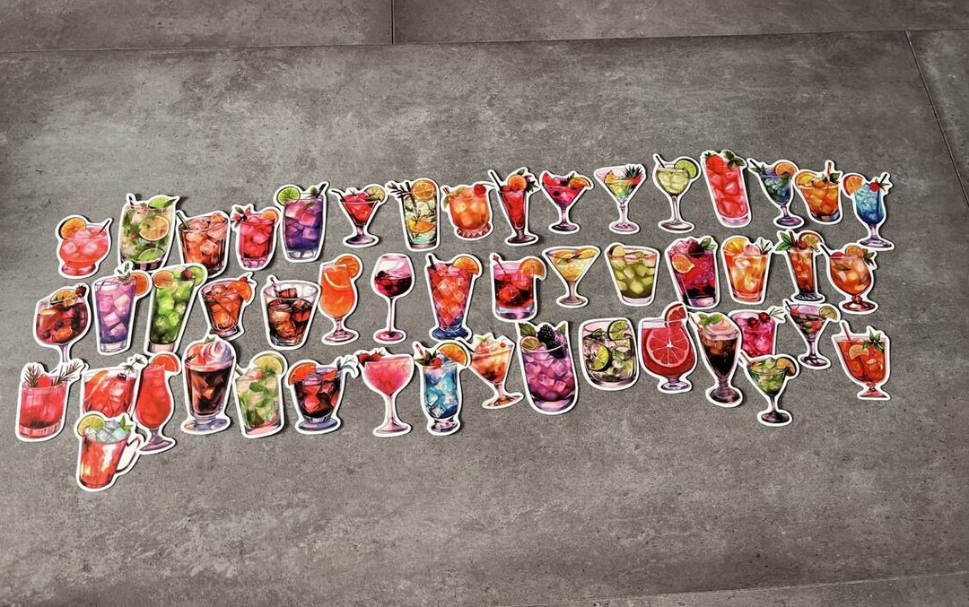 Cocktail Stickers Stickers Waterproof & Very Stable 25 Pieces for ...