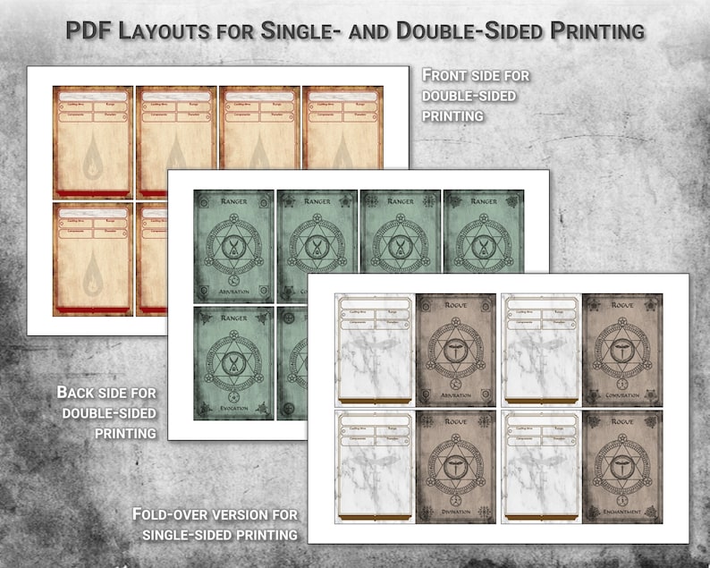 Dnd Spell Cards PDF Fillable for Every Class Customizable - Etsy