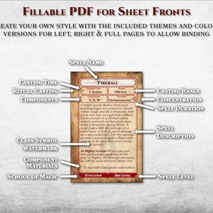 Dnd Spell Book Pages Sheets PDF Fillable for Every Class Customizable ...