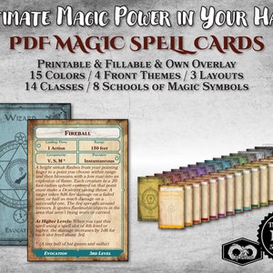 Dnd Spell Cards PDF Fillable for Every Class Customizable Printable ...