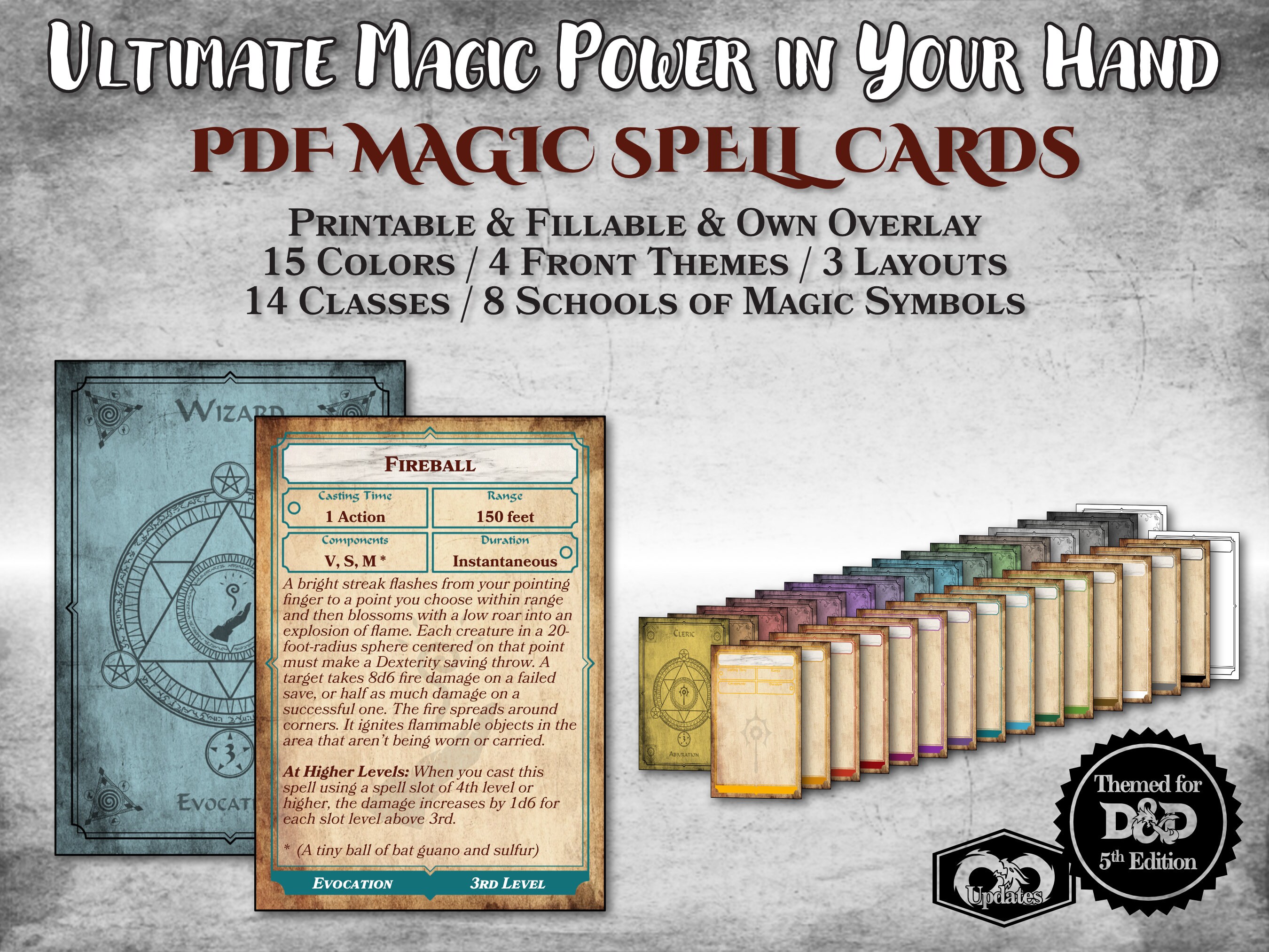 Dnd Spell Cards PDF Fillable for Every Class Customizable Printable ...