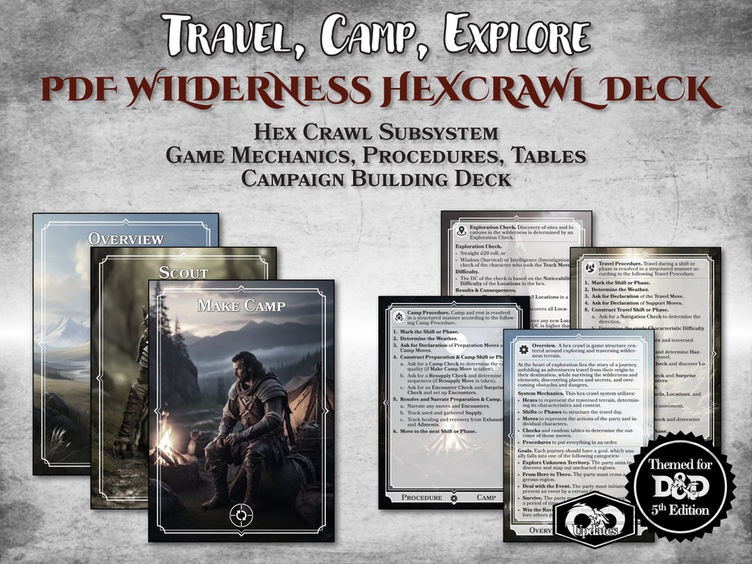 Dnd Hexcrawl Cards PDF Wilderness Exploration System Printable ...