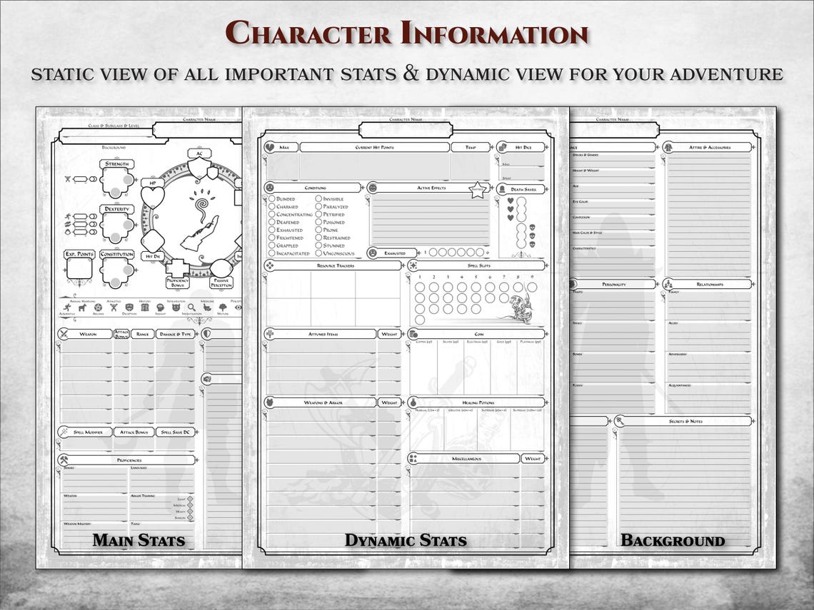 Hoja de personaje de DnD 2024 (PDF, rellenable), plantilla de trasfondo ...