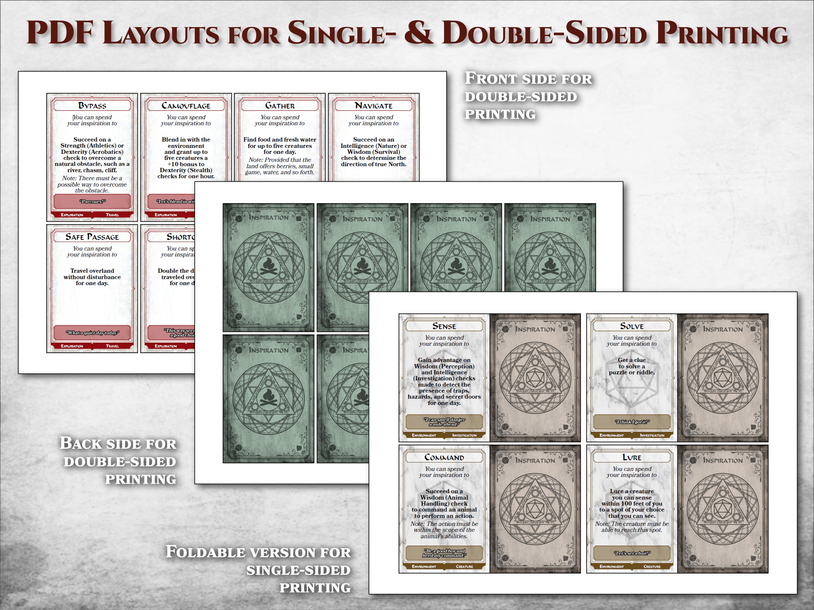 Dnd Exploration Inspiration Cards PDF Fillable 40 Effects Customizable ...