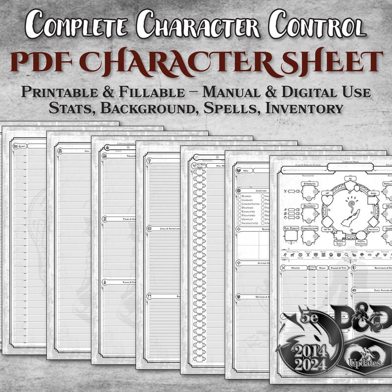 Dnd 5e 2024 character sheet fillable pdf - Etsy Italia