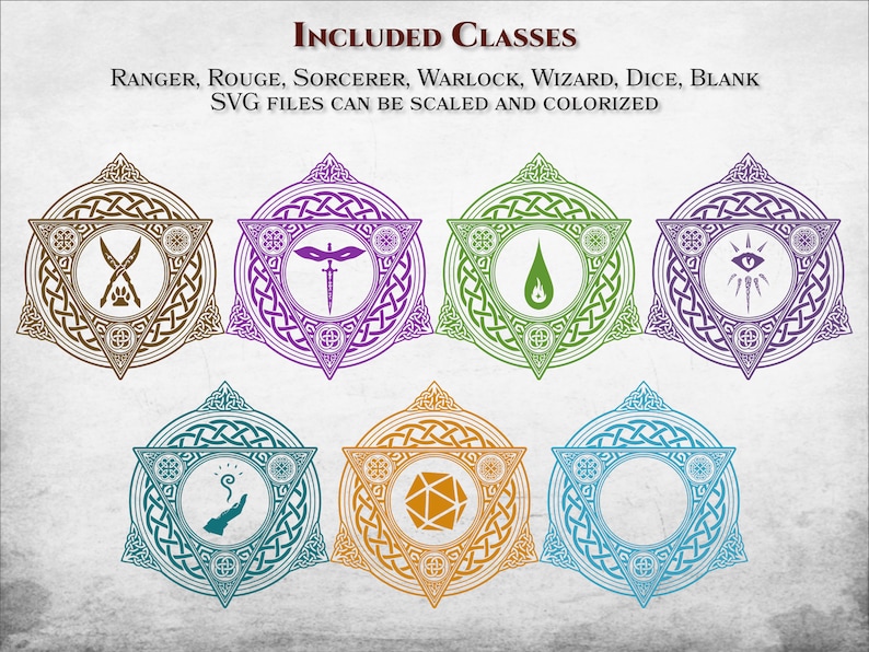 Dnd Class Emblems SVG PNG Every Class Icon Incl Artificer Celtic Viking ...