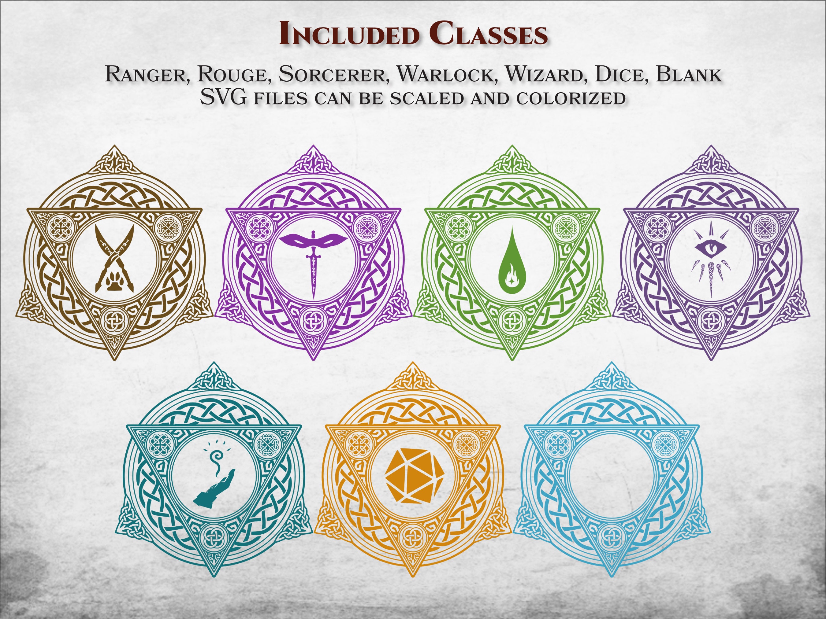 Dnd Class Emblems SVG PNG Every Class Icon Incl Artificer Celtic Viking ...