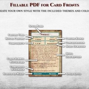 Dnd Spell Cards PDF Fillable for Every Class Customizable Printable ...