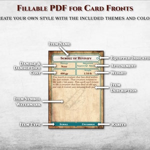 Dnd Magic Item Cards PDF Fillable Customizable Printable - Etsy