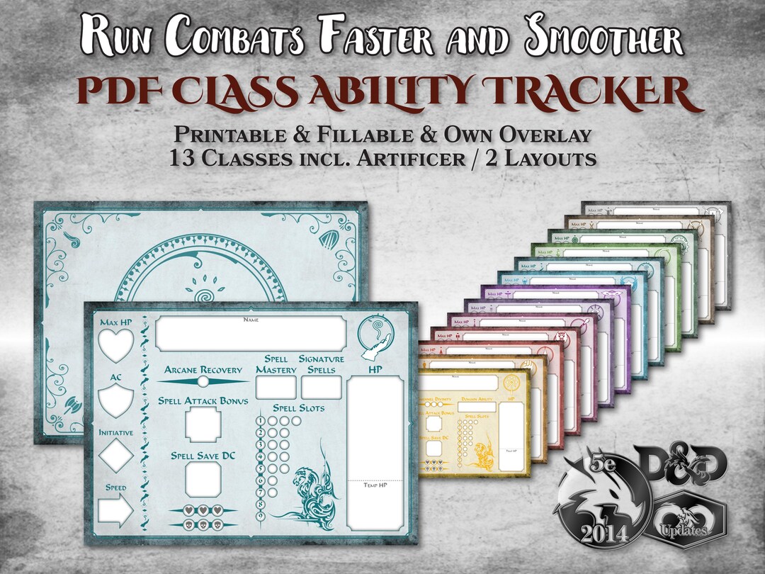 Dnd Class Ability Tracker PDF Fillable Combat Tracker for Every Class ...