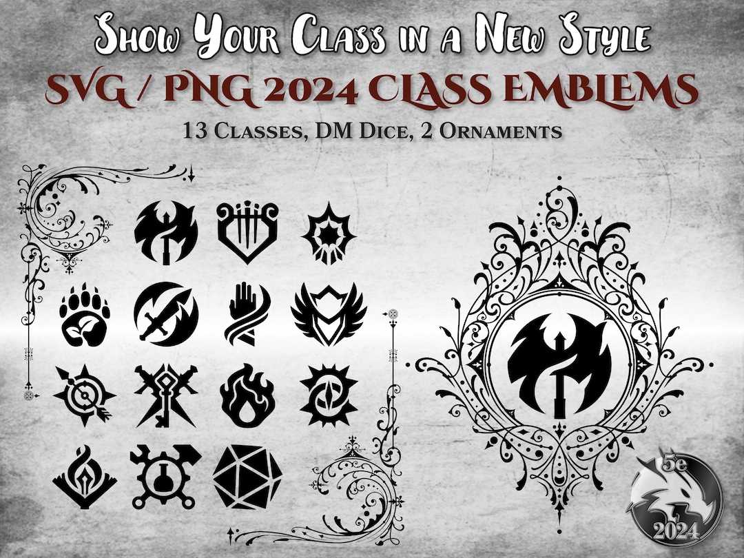 Dnd 2024 Class Emblems SVG PNG Every Class Icon Incl Artificer ...