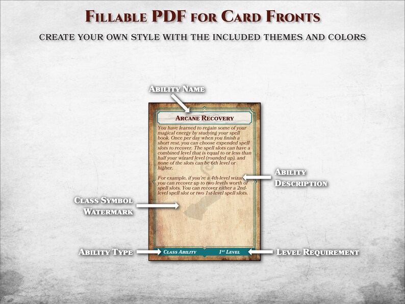 Dnd Ability Cards PDF Fillable for Every Class Customizable - Etsy