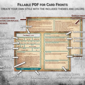 Dnd NPC Cards Monster Cards Creature Cards PDF Fillable - Etsy