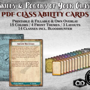 Dnd Ability Cards PDF Fillable for Every Class Customizable Printable ...