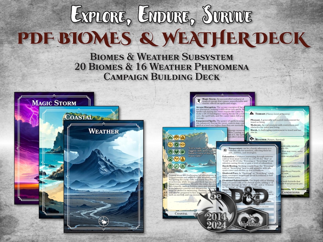 Dnd Biome Weather Cards Climate Cards PDF Weather Effects Printable ...