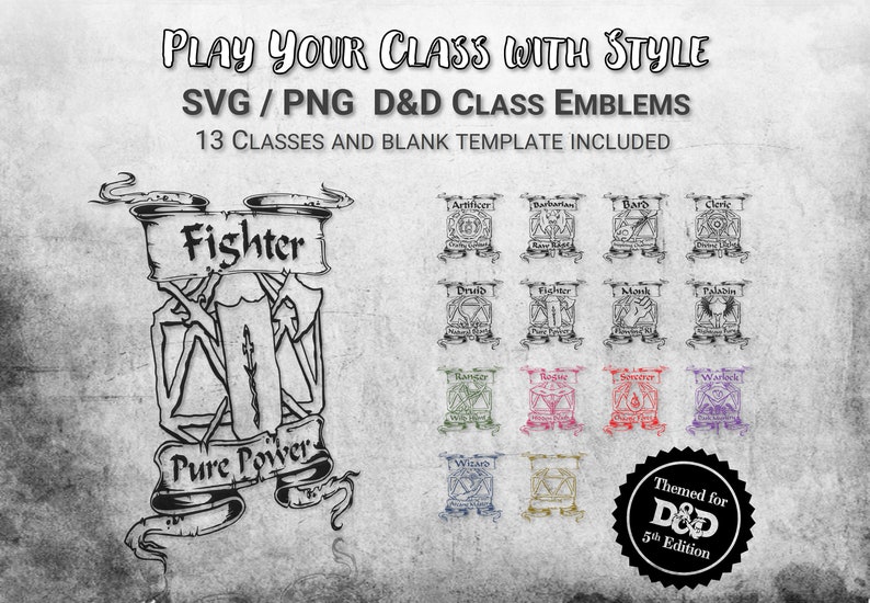 Dnd Class Emblems SVG PNG Every Class Icon Incl Artificer - Etsy