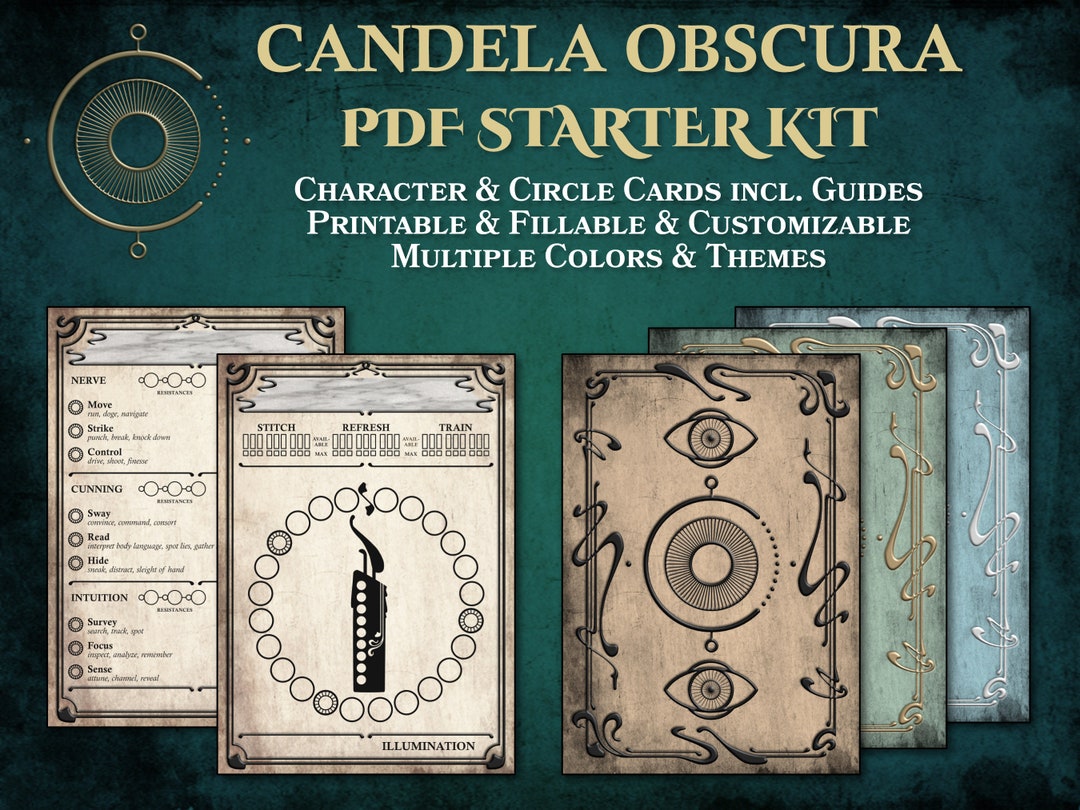 Candela Obscura Starter Kit PDF Cards Character Sheet Circle Sheet Player Guide Quick Overview ...