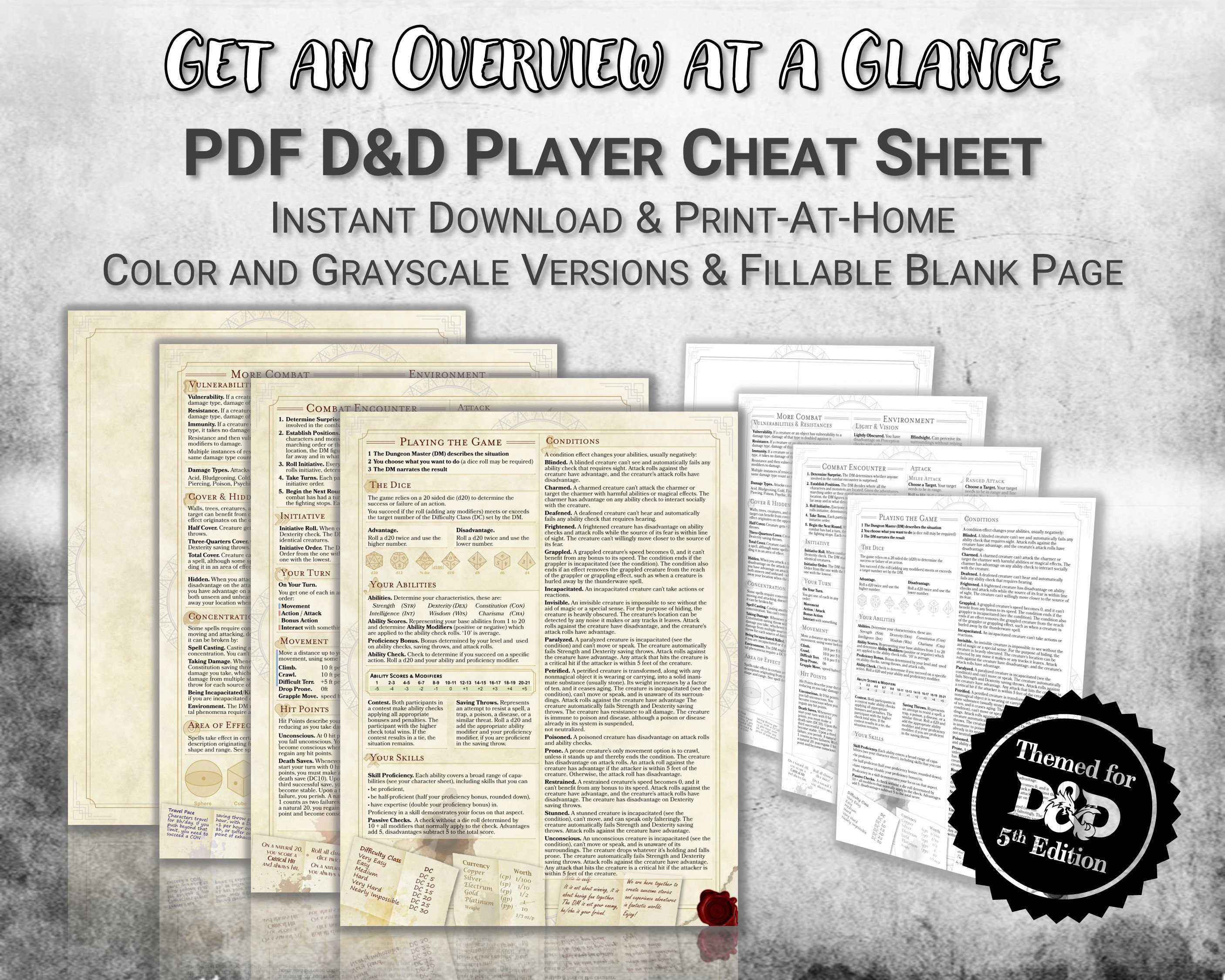 Dnd Player Cheat Sheet PDF Turn Guide New Player Guide Quick - Etsy Ireland