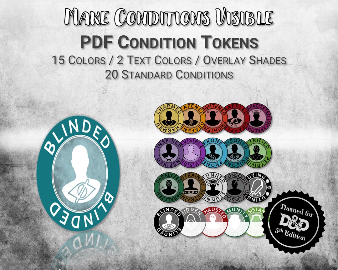 Dnd Condition Tokens PDF Player Standard Conditions - Etsy