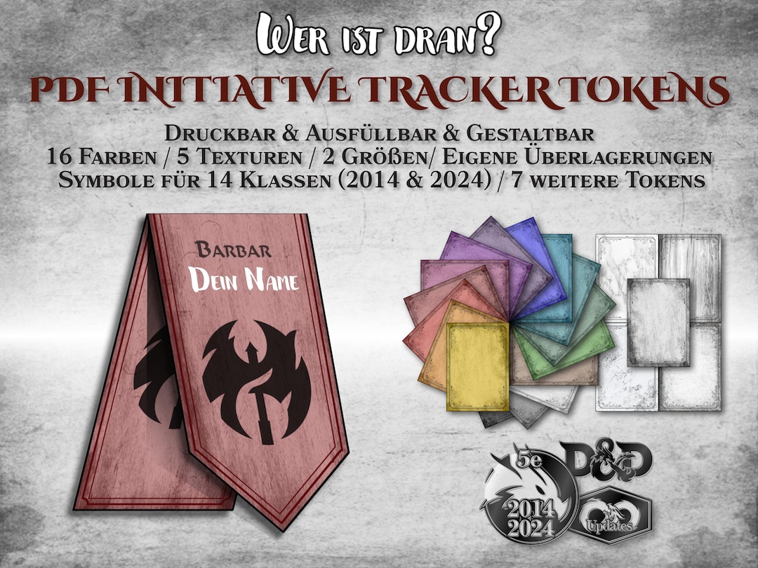 Dnd Initiative Tracker PDF Tokens Ausfüllbar Alle Klassen Druckbar ...