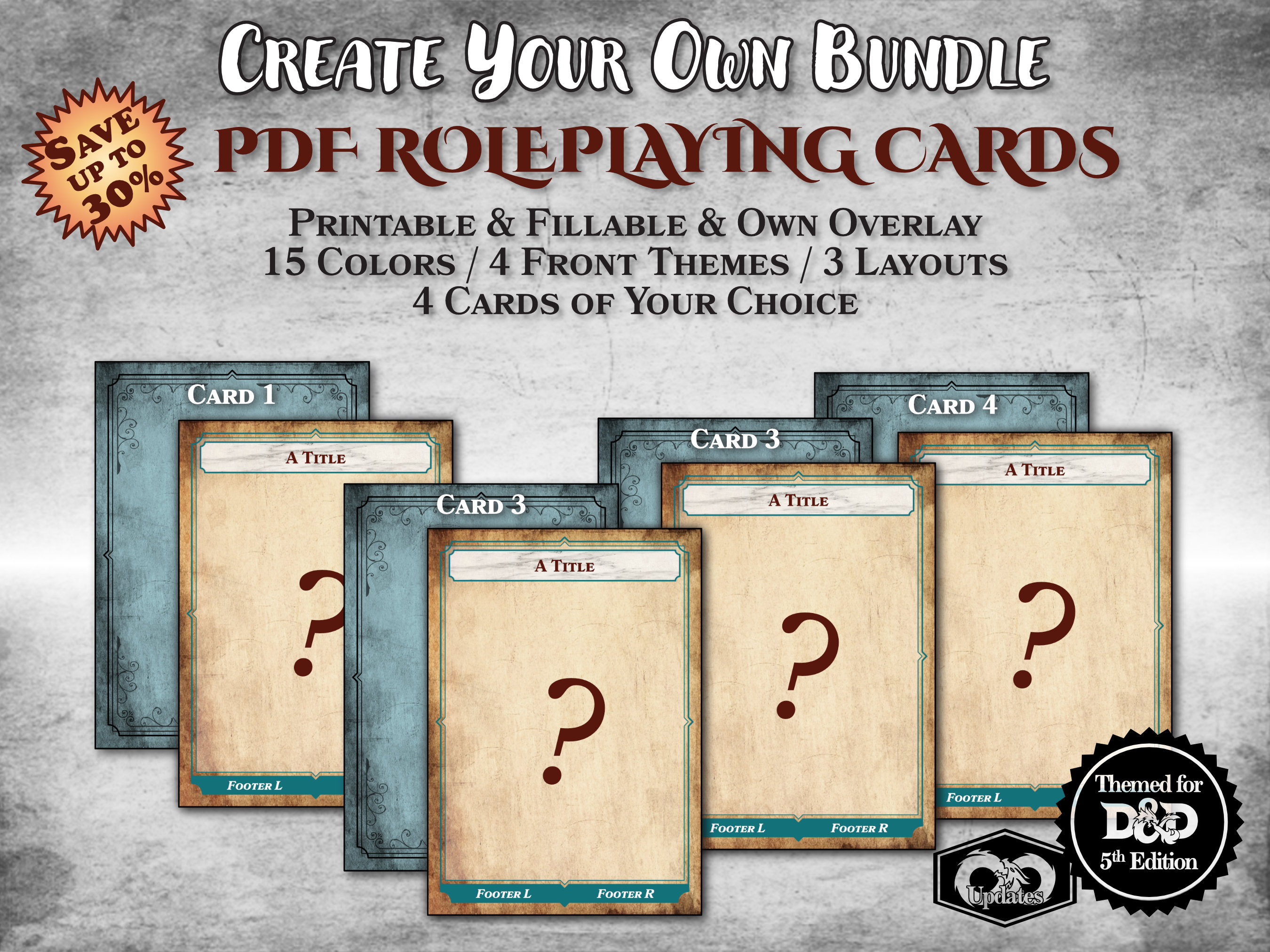 Dnd Roleplay Card Bundle PDF Fillable Cards of Your Choice Customizable ...