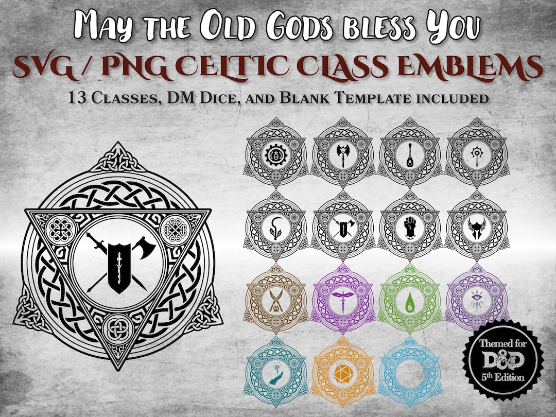Dnd Class Emblems Svg Png Every Class Icon Incl Artificer Celtic Viking