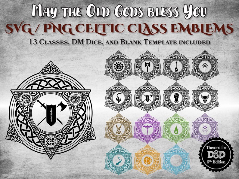 Dnd Class Emblems SVG PNG Every Class Icon Incl Artificer Celtic Viking ...