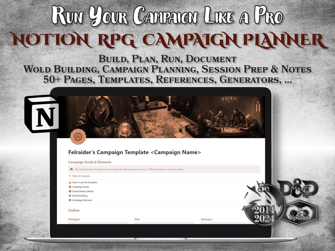 Dnd Campaign Planner RPG Notion Template Worldbuilding Organizer DM ...