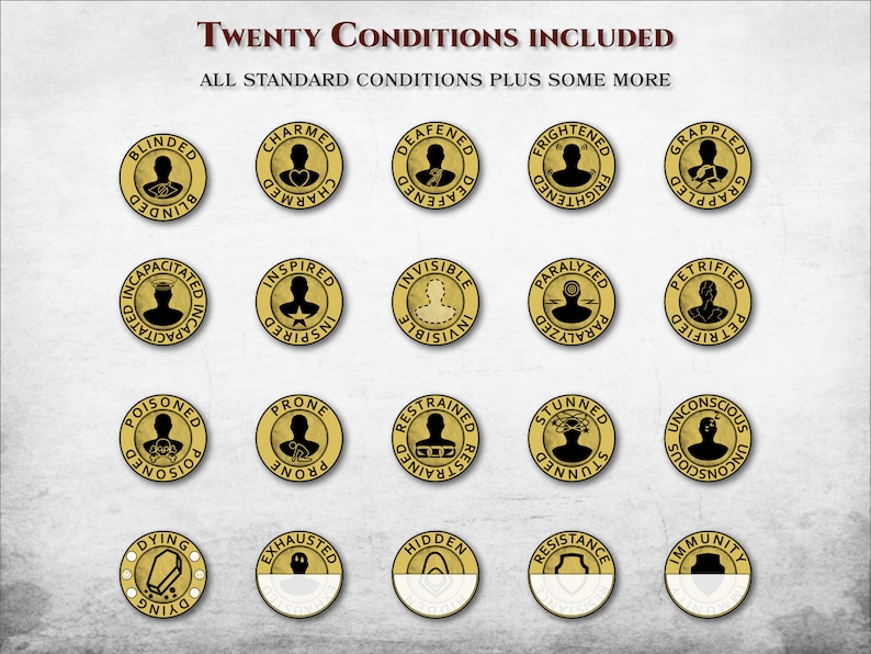 Dnd Condition Tokens PDF Player Standard Conditions - Etsy