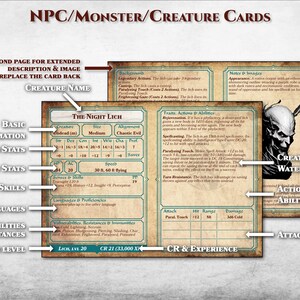 Dnd Card Bundle PDF Fillable Spell Item Ability NPC Monster Creature ...