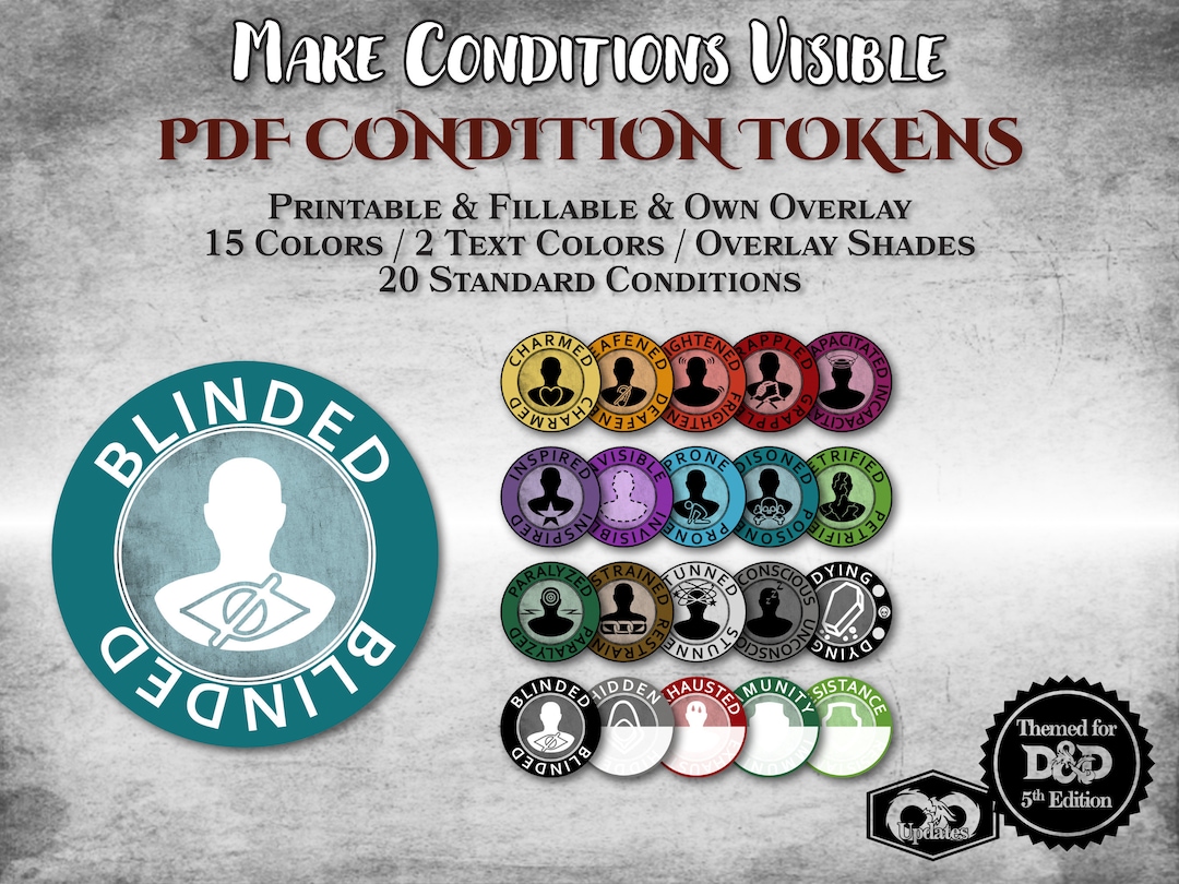 Dnd Condition Tokens PDF Player Standard Conditions Customizable ...