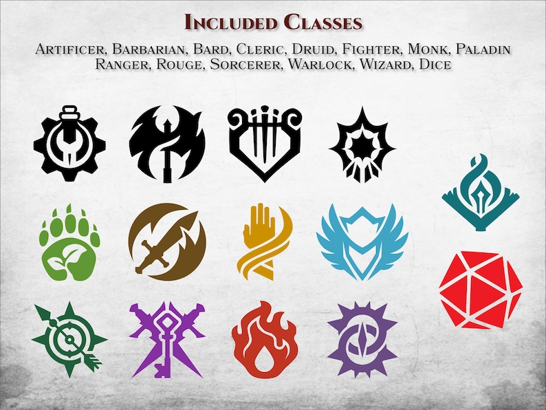 Dnd 2024 Class Emblems SVG PNG Every Class Icon Incl Artificer ...
