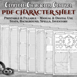 Dnd 2024 Character Sheet PDF Fillable Class Background Template Spell List Inventory Editable ...