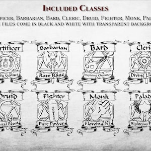 Dnd Class Emblems SVG PNG Every Class Icon Incl Artificer Graphic Hand ...