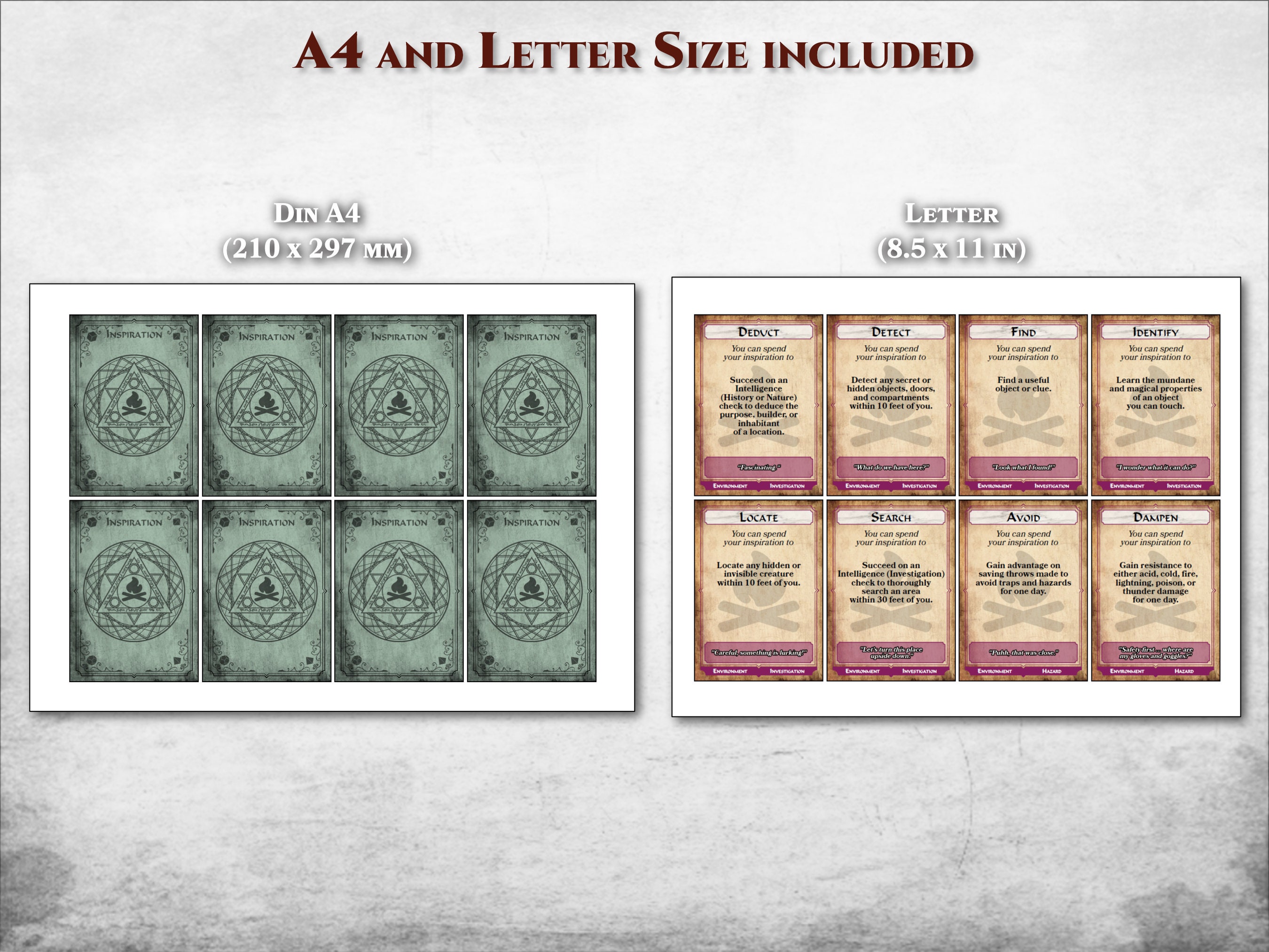 Dnd Exploration Inspiration Cards PDF Fillable 40 Effects Customizable ...