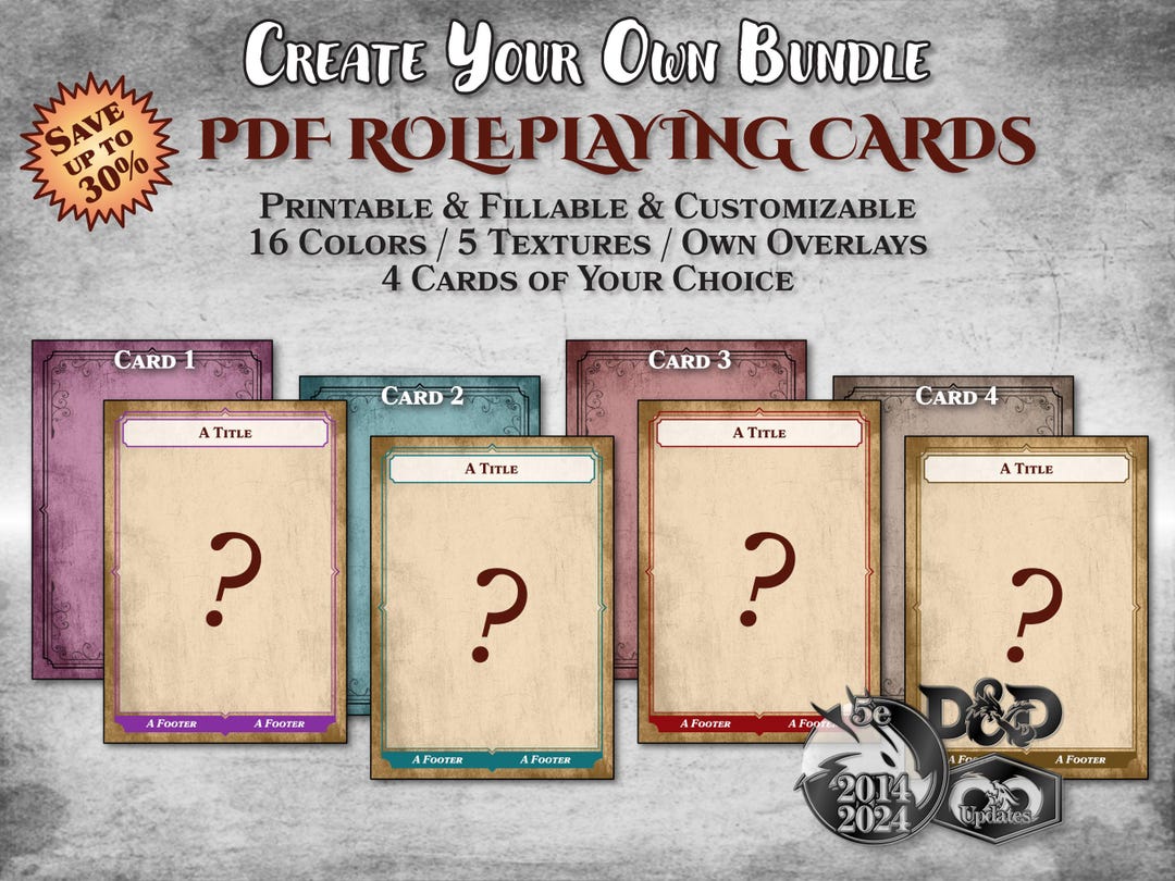 Dnd Roleplay Card Bundle PDF Fillable Cards of Your Choice ...