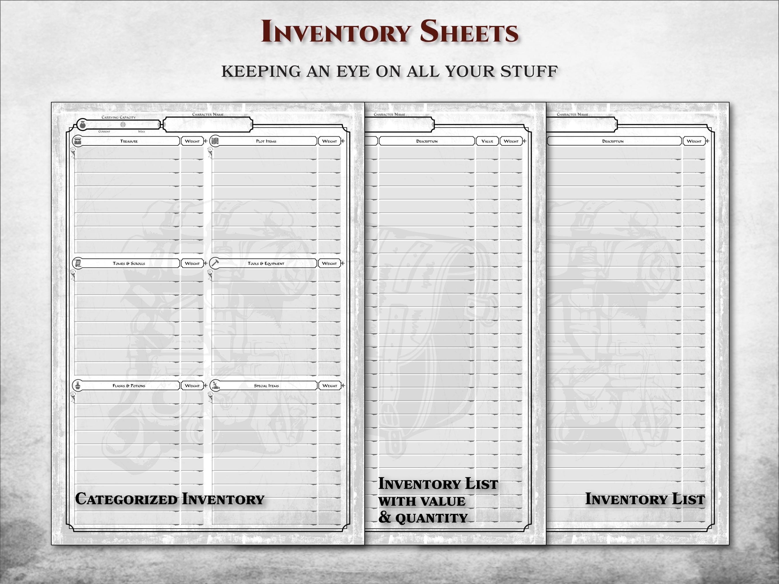 Dnd 2024 Character Sheet PDF Fillable Class Background Template Spell List Inventory Editable ...