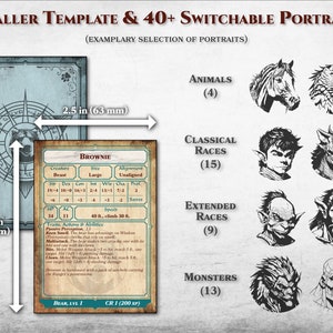 Dnd NPC Cards Monster Cards Creature Cards PDF Fillable Customizable ...