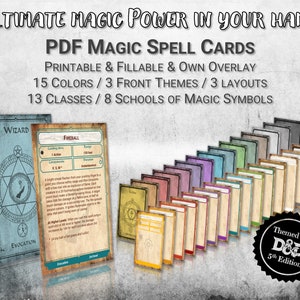 Dnd Spell Cards PDF Fillable for Every Class Customizable - Etsy