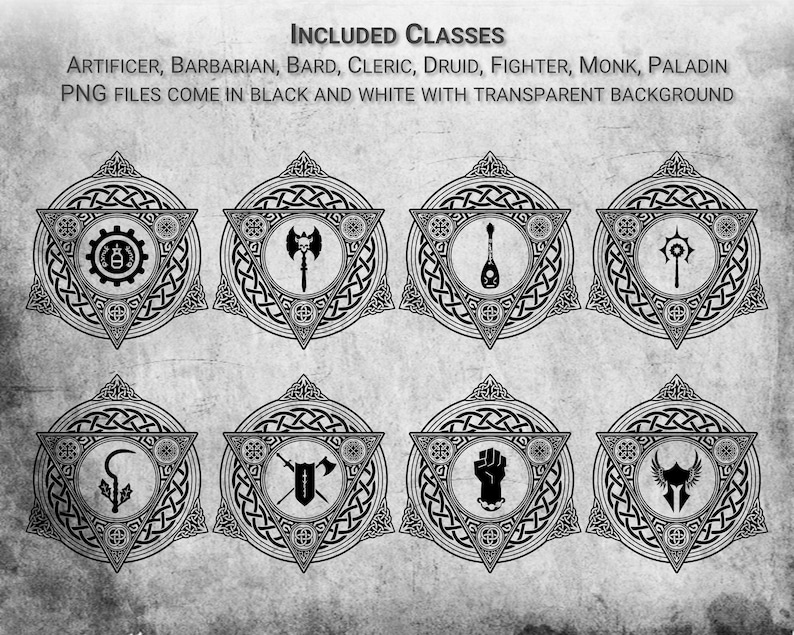 Dnd Class Emblems SVG PNG Every Class Icon Incl Artificer - Etsy