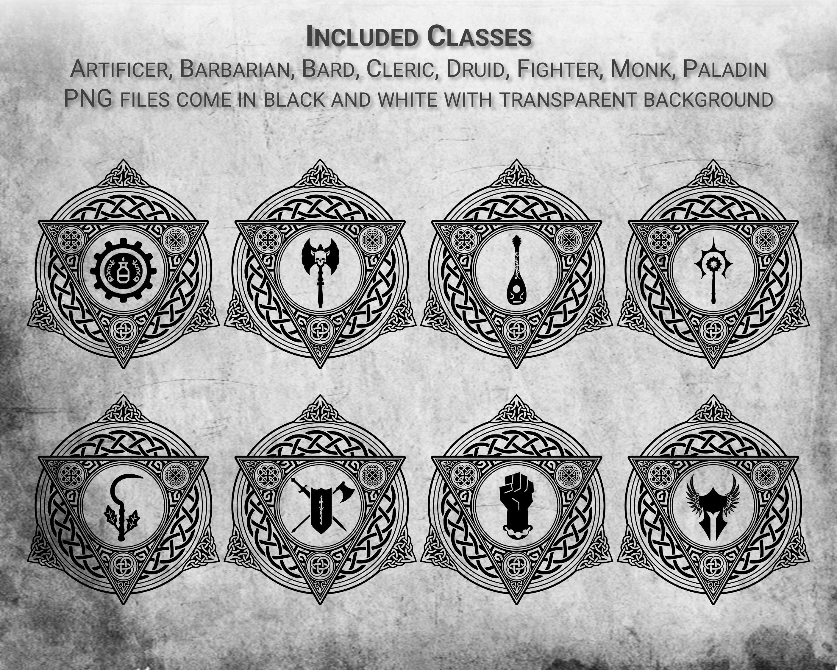 Dnd Class Emblems Svg Png Every Class Icon Incl Artificer Etsy