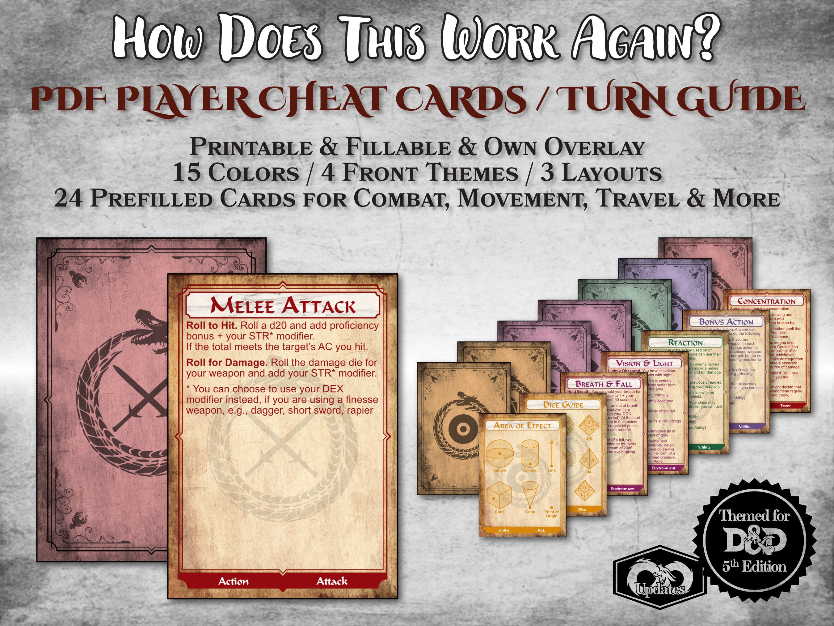 DnD Player Cheat Cards PDF Fillable New Player Turn Guide - Etsy.de