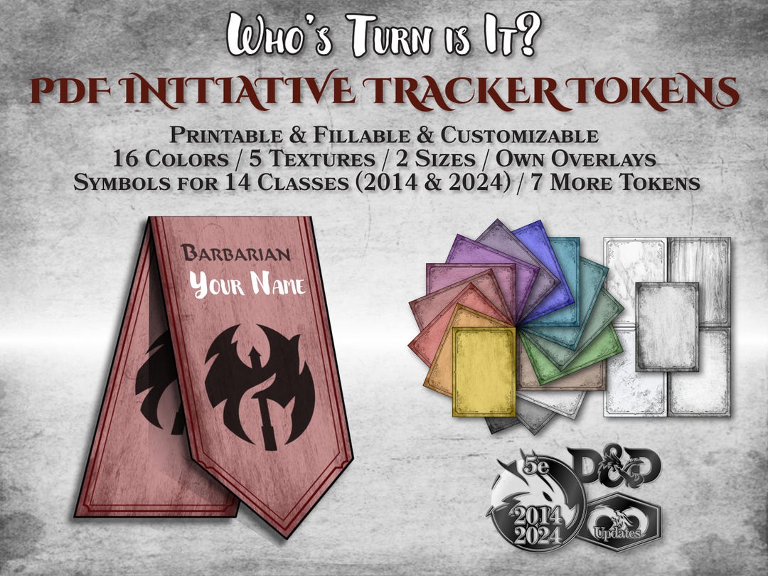 Dnd Initiative Tacker PDF Fillable Token for All Classes Customizable ...