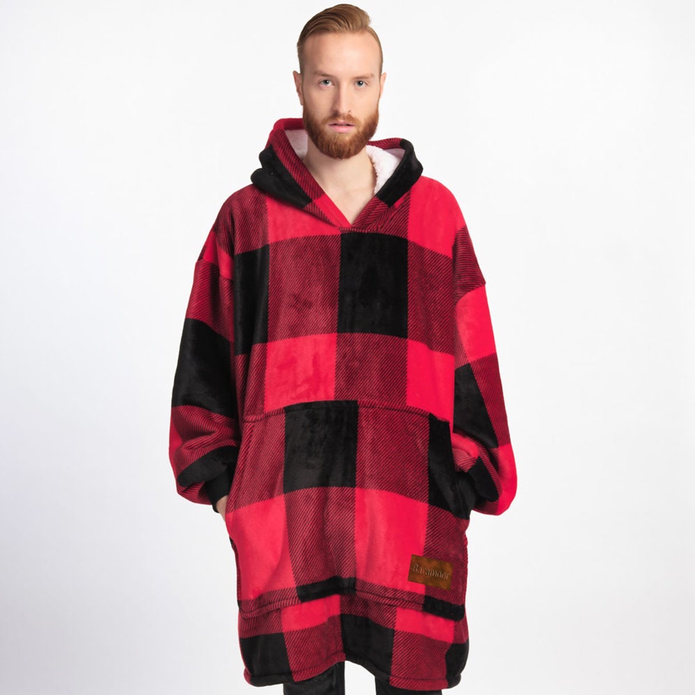 Cozy Big Hooded Sweatshirt, Oversized Hoodie, Unisex, Large Lattice ...