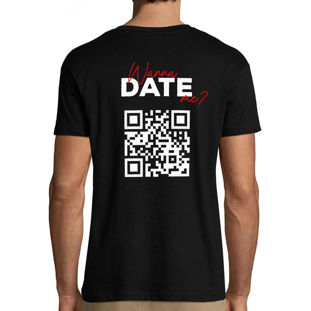 Wanna Date Me QR-Code-T-Shirt, personalisiertes qr-Code-Shirt, QR ...